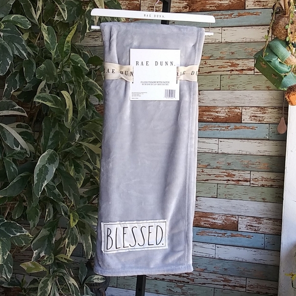 Rae Dunn | Bedding | Nwt Rae Dunn Grey Blessed Throw | Poshmark